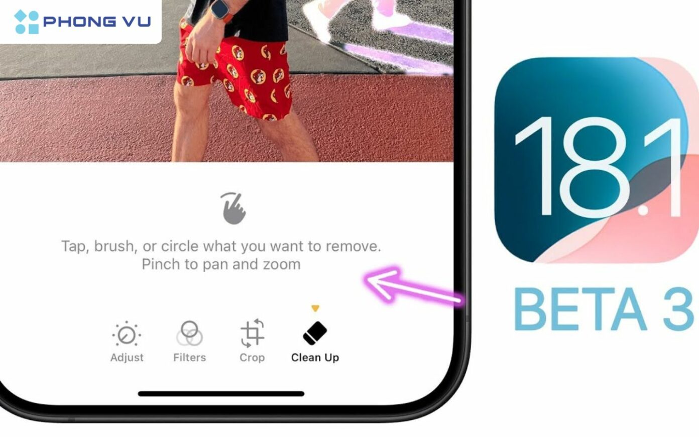 iOS 18.1 beta 3 tích hợp tính năng xóa vật thể trong Photos | Phongvu.vn