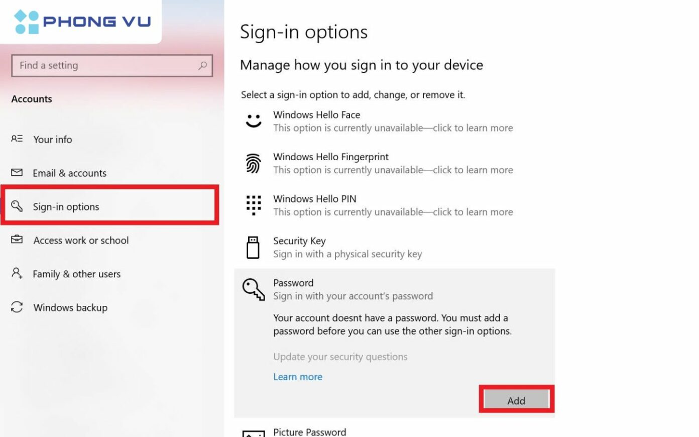 Password Hint là gì? Hướng dẫn cài đặt trên máy tính đơn giản | Phongvu.vn