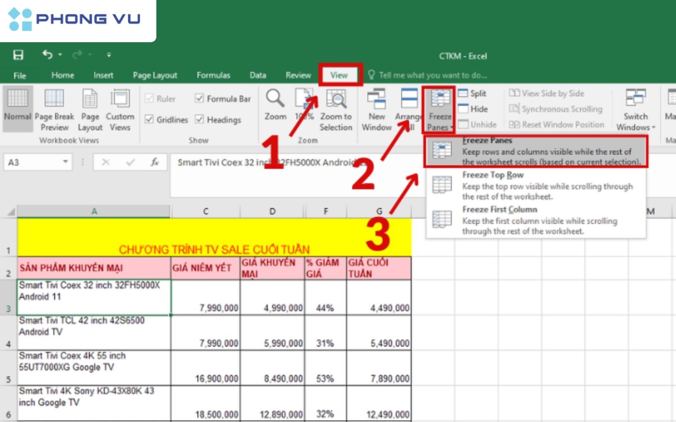 Chi tiết cách cố định dòng trong Excel mới nhất 2025 | Phongvu.vn