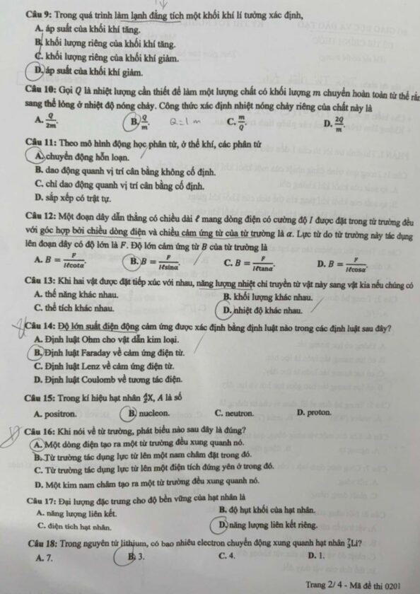 Đề thi môn Vật lý tốt nghiệp THPT 2025 chính thức | Phongvu.vn