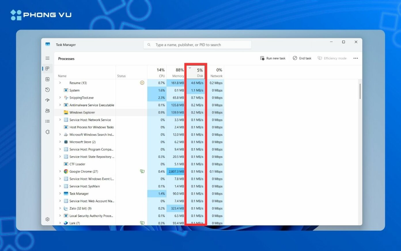 Khắc phục lỗi full disk 100% trên Windows 11 | Phongvu.vn