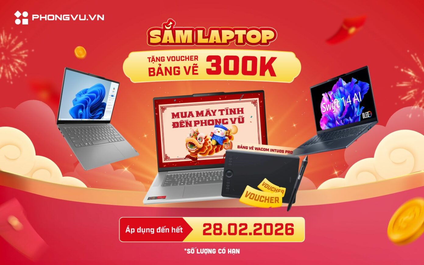 Mua Laptop Nhận Ngay Coupon 300.000đ Mua Bảng Vẽ Wacom | Phongvu.vn